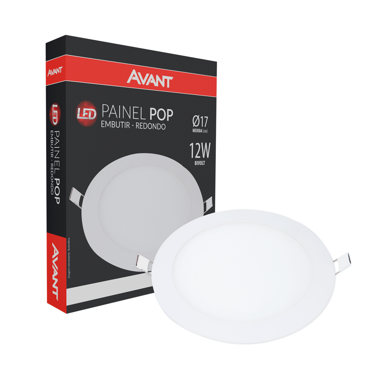 Plafon Led Avant Pop Embutir Redondo 12w 6500k Bivolt 17cm