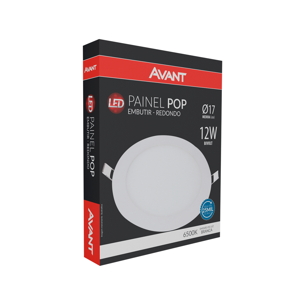 Plafon Led Avant Pop Embutir Redondo 12w 6500k Bivolt 17cm