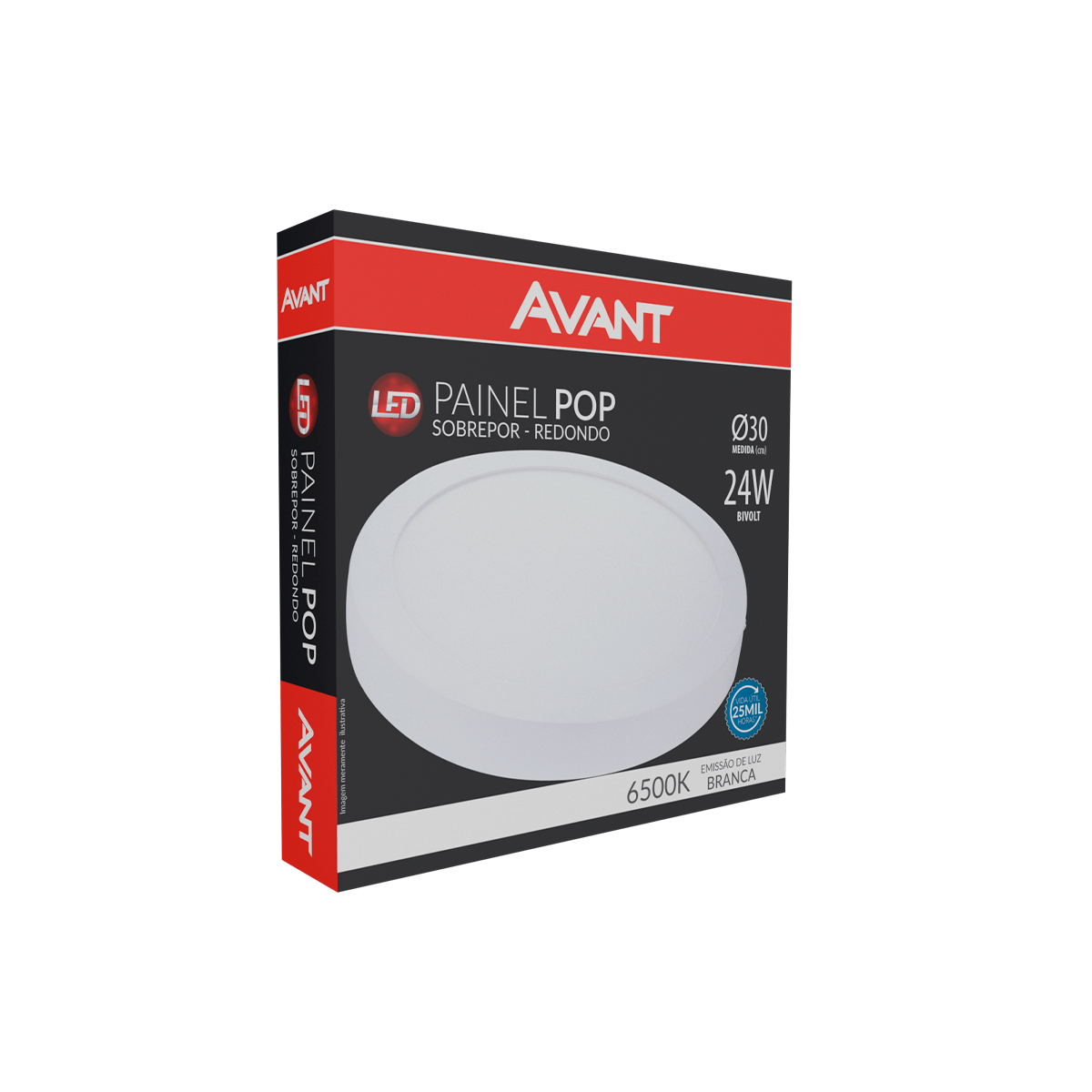 Plafon Led Avant Pop Sobrepor Redondo 24w 6500k Bivolt 30cm