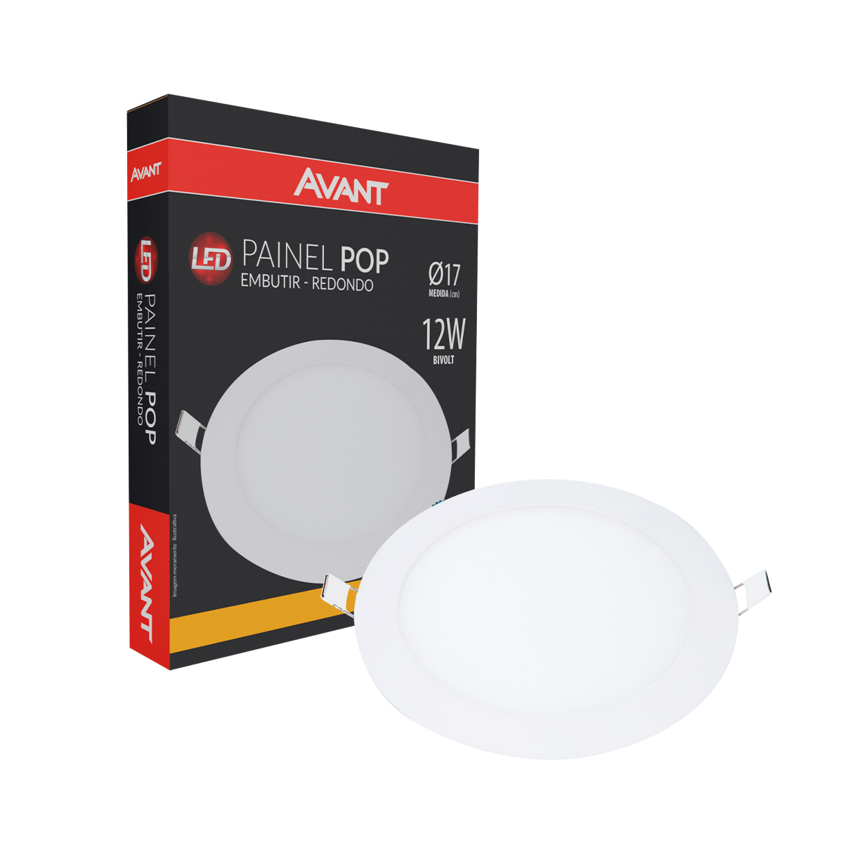 Painel Led Avant Pop Embutir Redondo Amarelo 3000k 12w 17cm