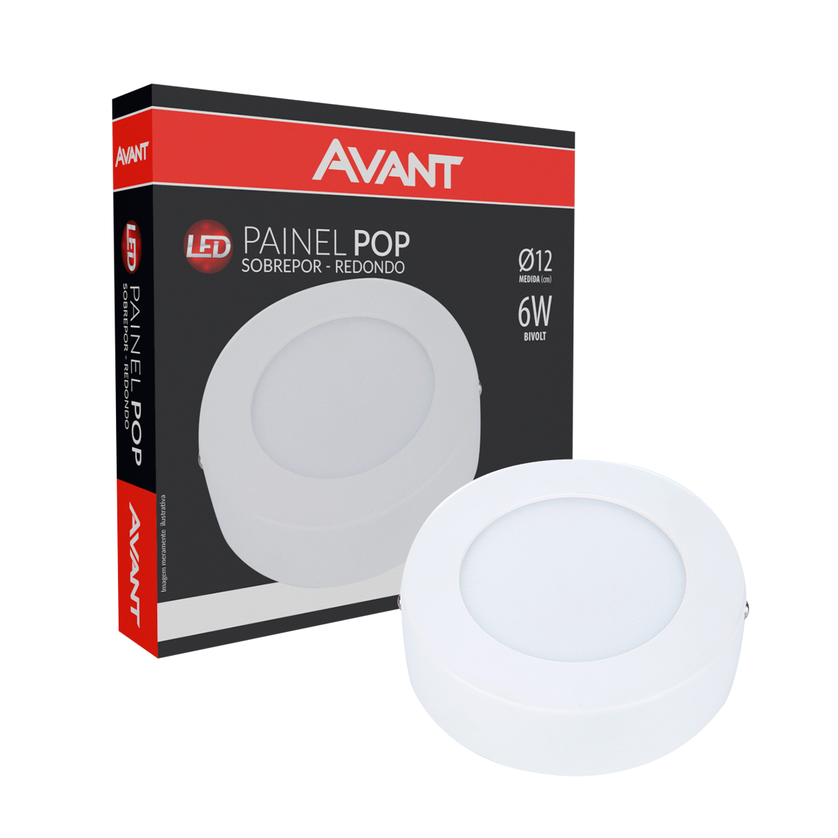 Painel Led Avant Pop Sobrepor Redondo 6w 6500K 12cm Bivolt