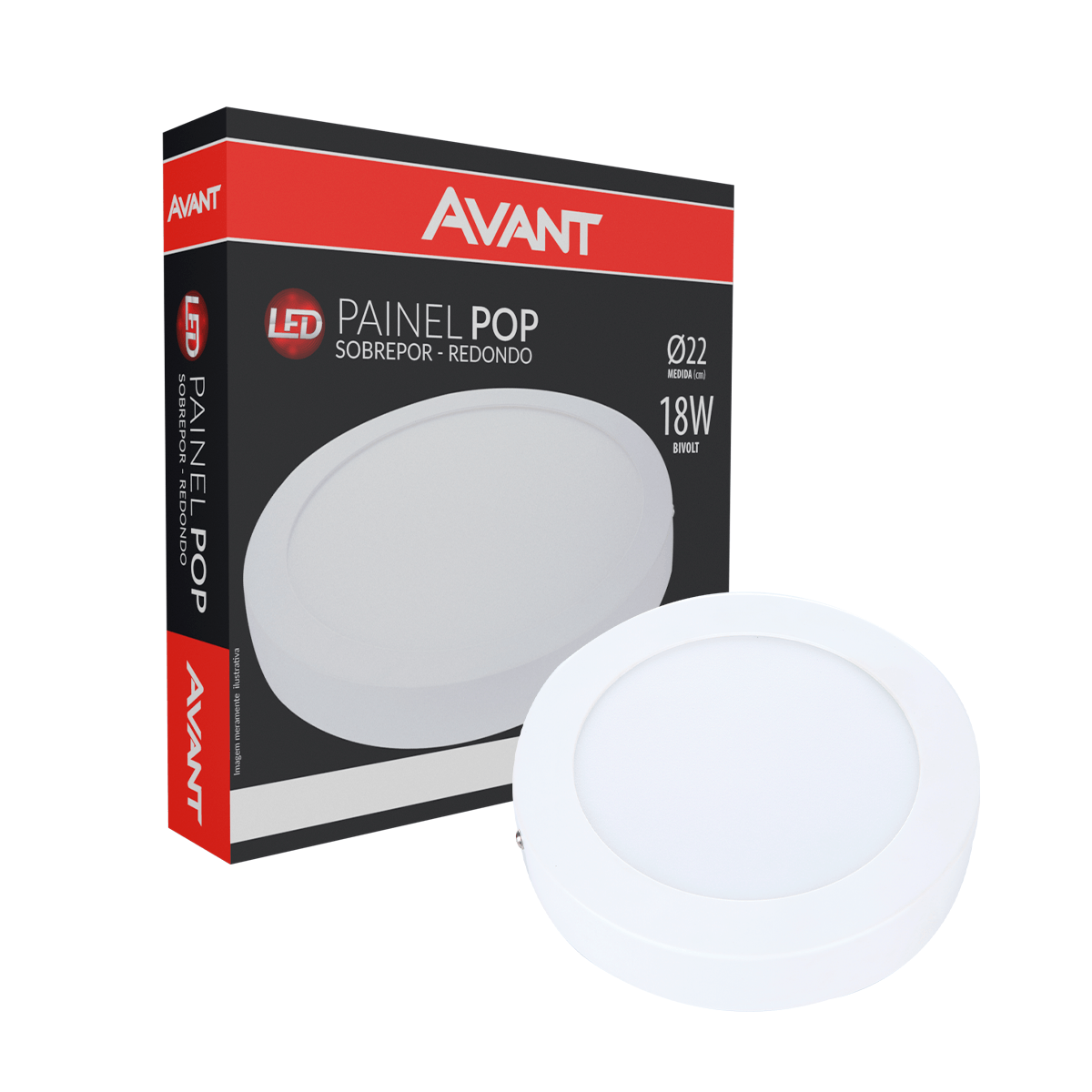 Painel/Plafon Led Avant Pop Sobrepor Redondo 18w 6500k Bivolt