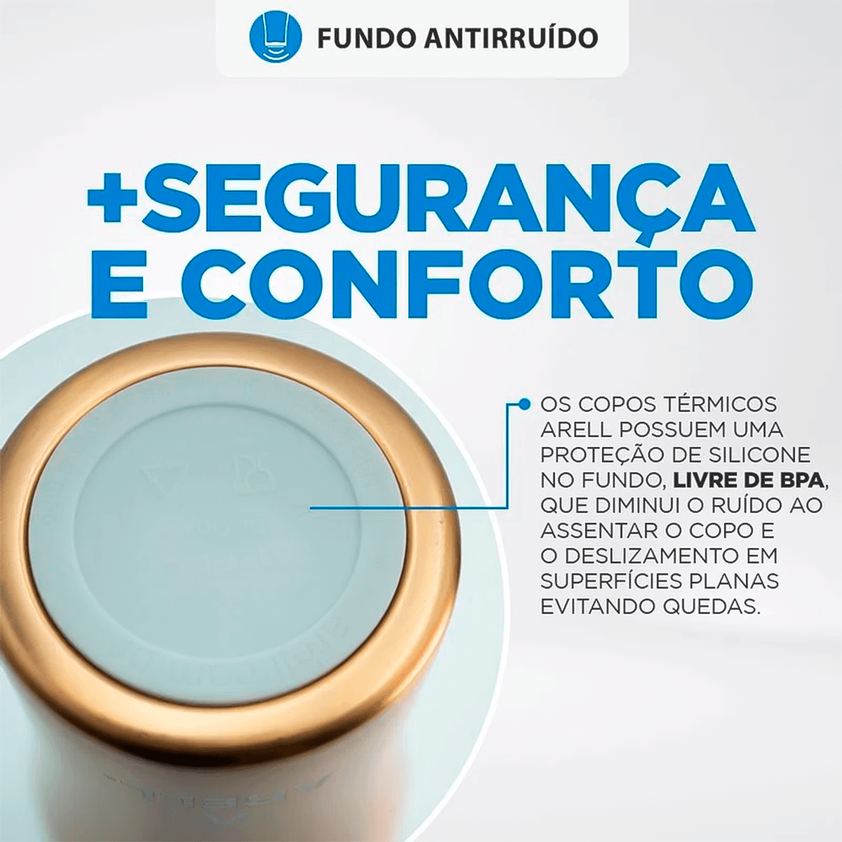 Copo Térmico Arell Inox 500ml Metallic Gold Sem Tampa