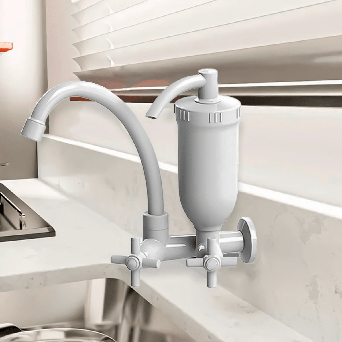 Torneira com Filtro Cozinha de Parede Injet Plast Abs Branco