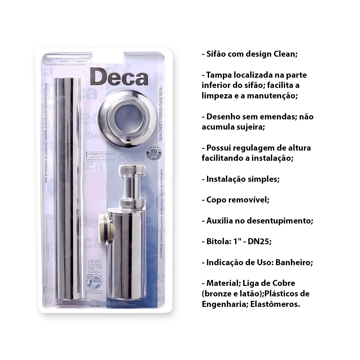 Sifão Deca 1680 C Para Lavatório 1 X1.1/2 Cromado