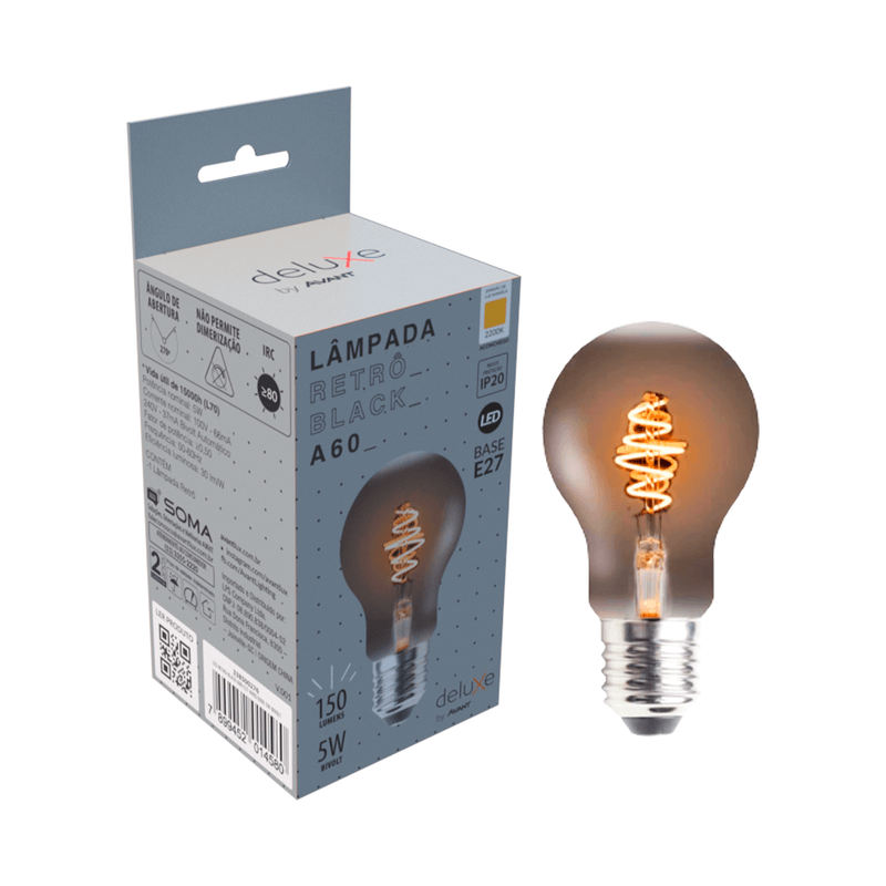 Lâmpada Led Retrô Black Avant A60 E27 5w 2200k Bivolt
