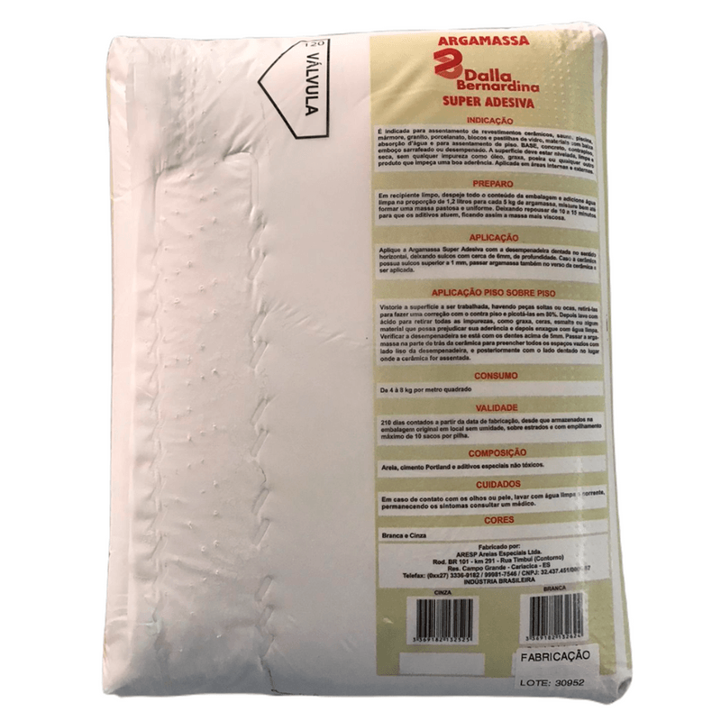 Argamassa Dalla Bernardina Ac3 Flexível Cinza 20kg
