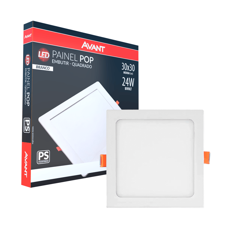 Painel Led Avant Pop Embutir Quadrado 24w Branco 6500k Ps