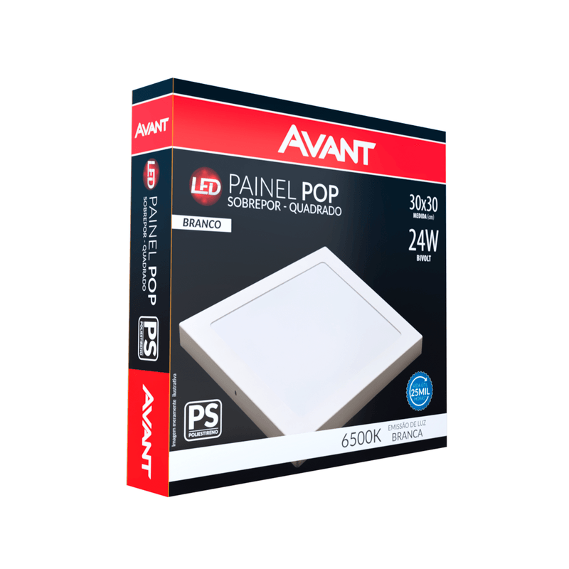 Painel Led Avant Pop Sobrepor Quadrado 24w Branco 6500k Ps